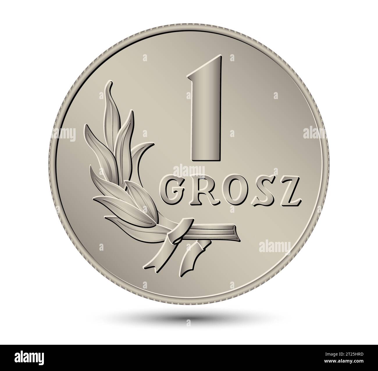 Reverse Polish money one grosz coin. Vector illustration Stock Vector ...