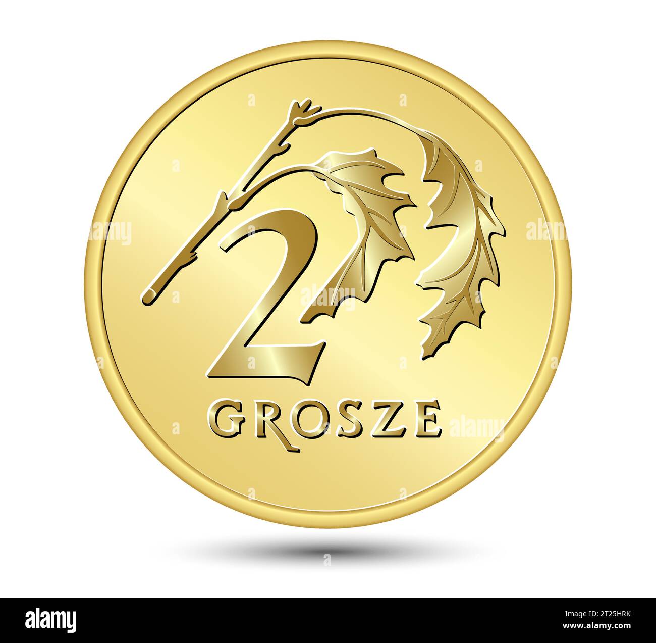 Reverse Polish money, two grosz copper coin. Vector illustration Stock ...