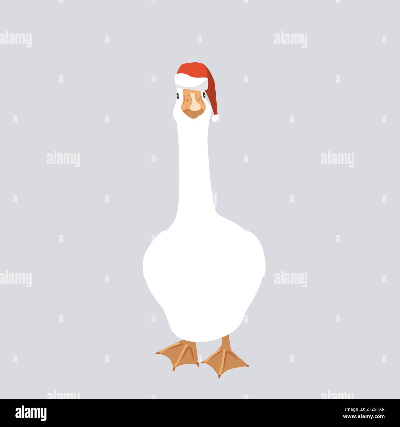 Big white goose in Santa Claus helper hat isolated design element ...