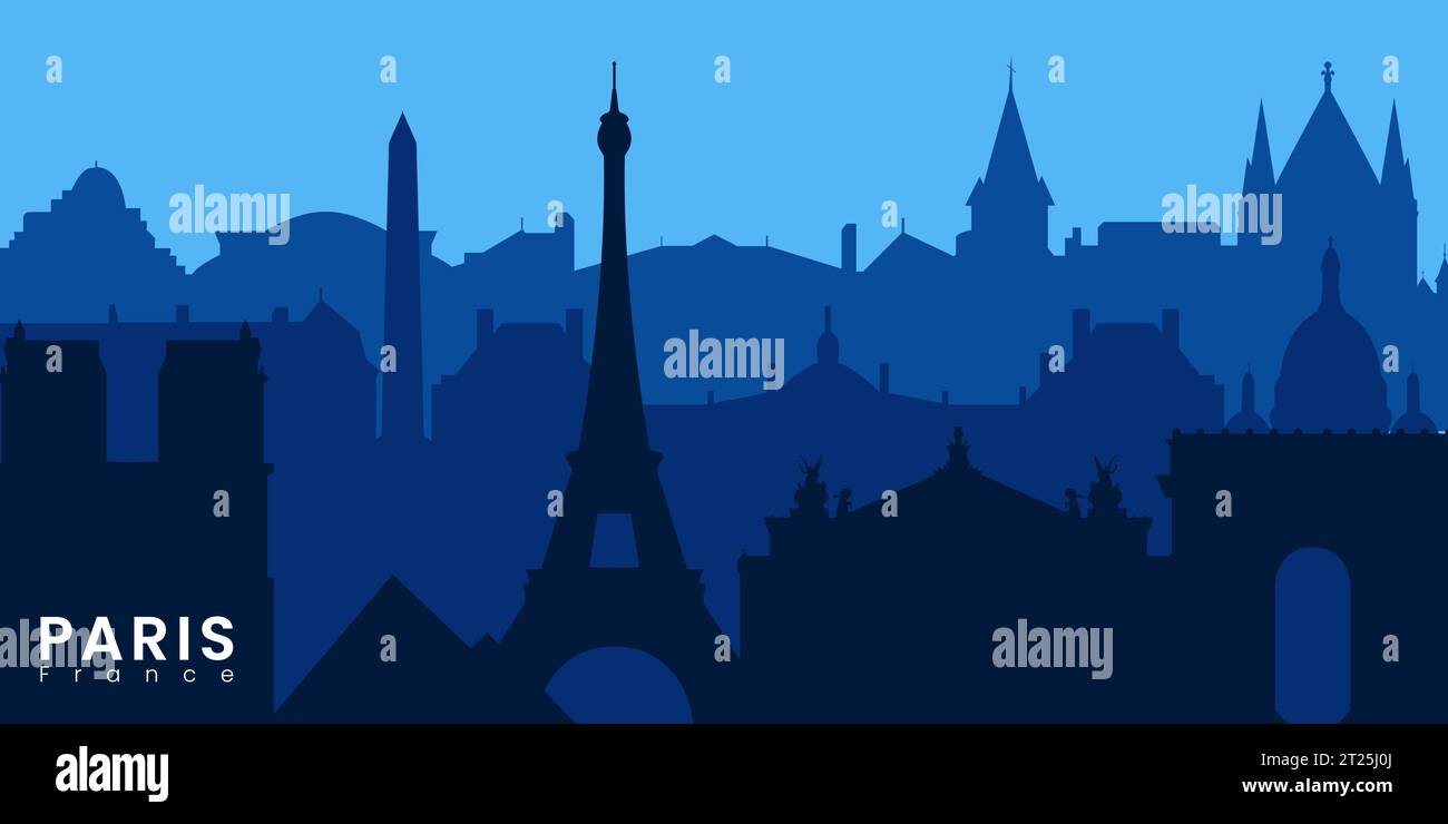 Paris City skyline. Silhouette City Paris France blue background ...