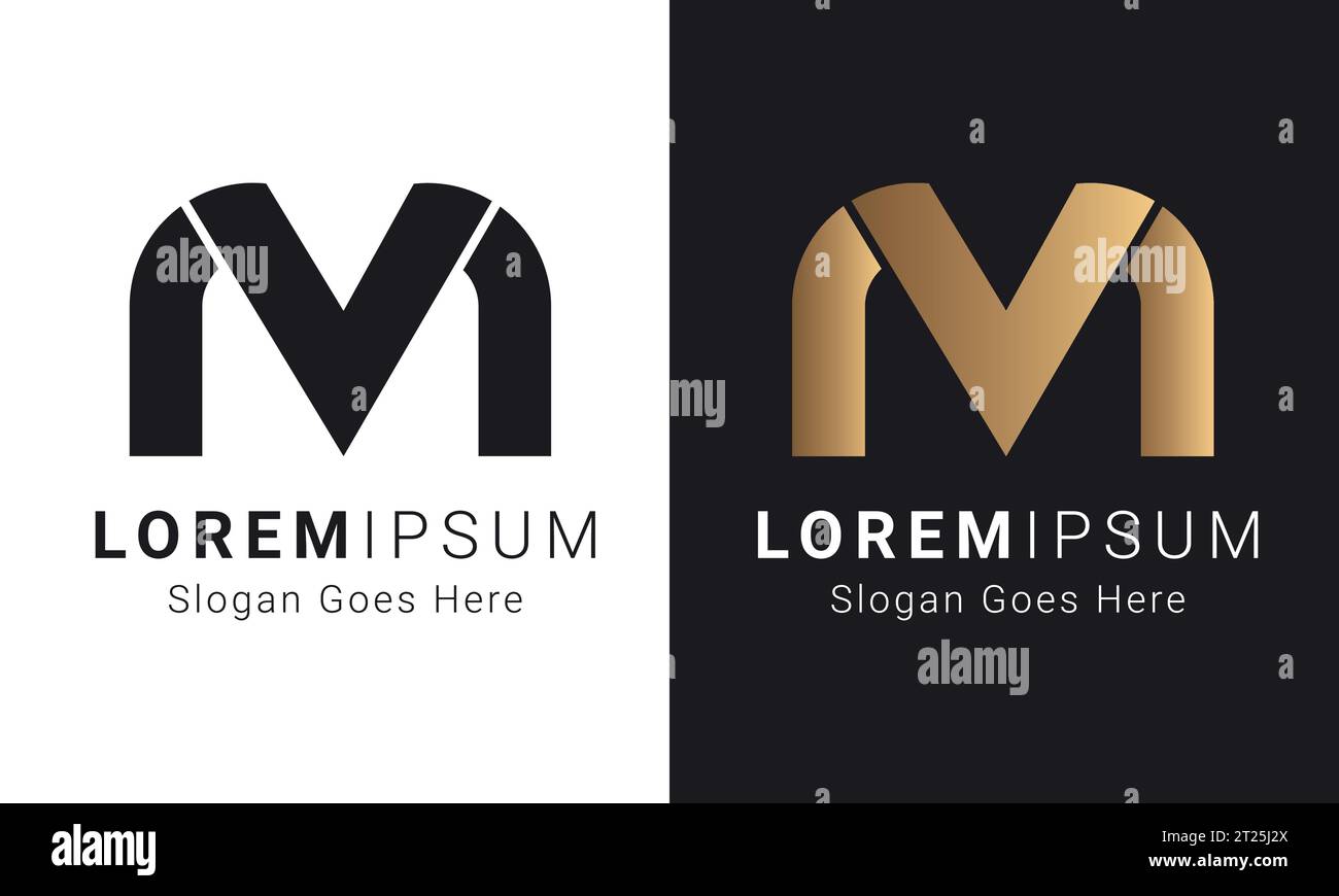 Luxury Initial MV or VM Monogram Text Letter Logo Design Stock Vector ...