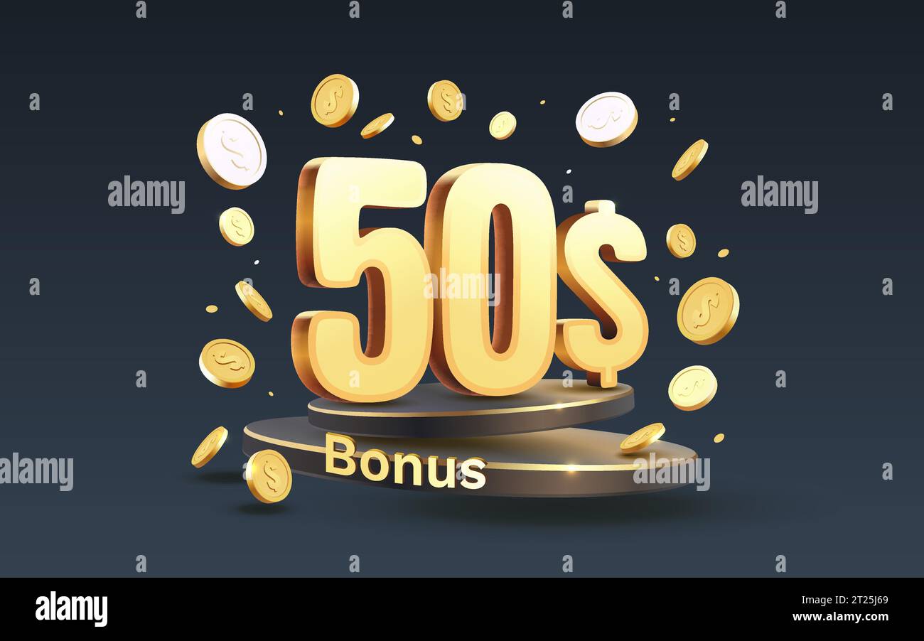 Bonus 50 dollar and coins coupon special voucher, Check banner special ...