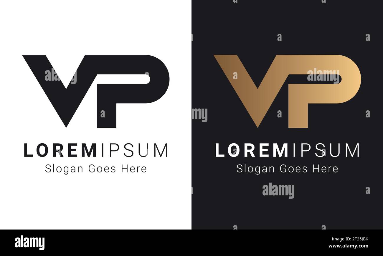 Luxury Initial VP or PV Monogram Text Letter Logo Design Stock Vector ...