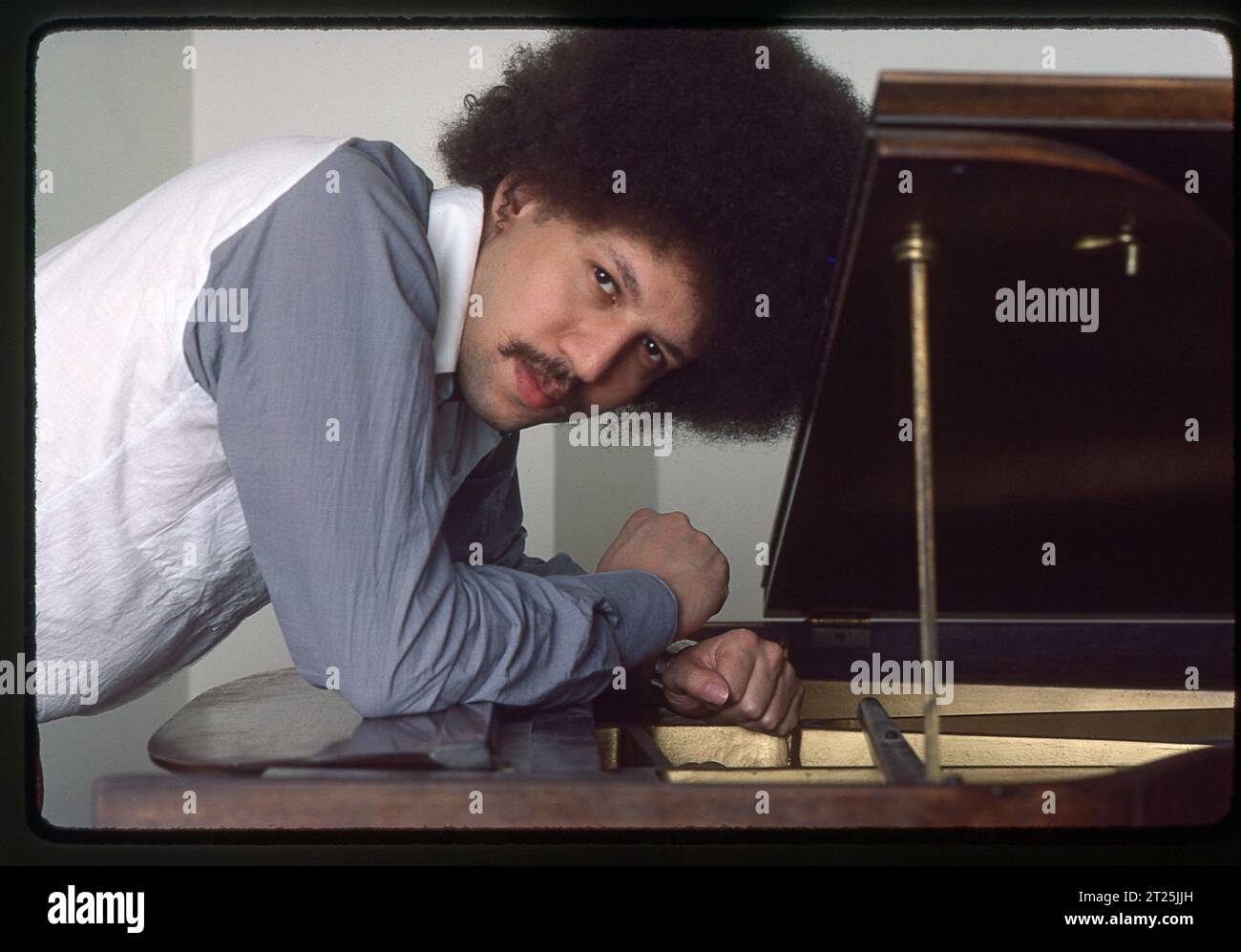 A 1983 posed portrait of jazz pianist composer Anthony Davis near his ...