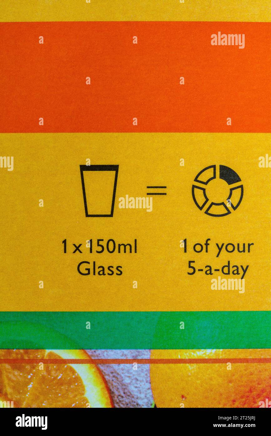 1 x 150ml glass = 1 of your 5 a day - information on carton of Waitrose ...