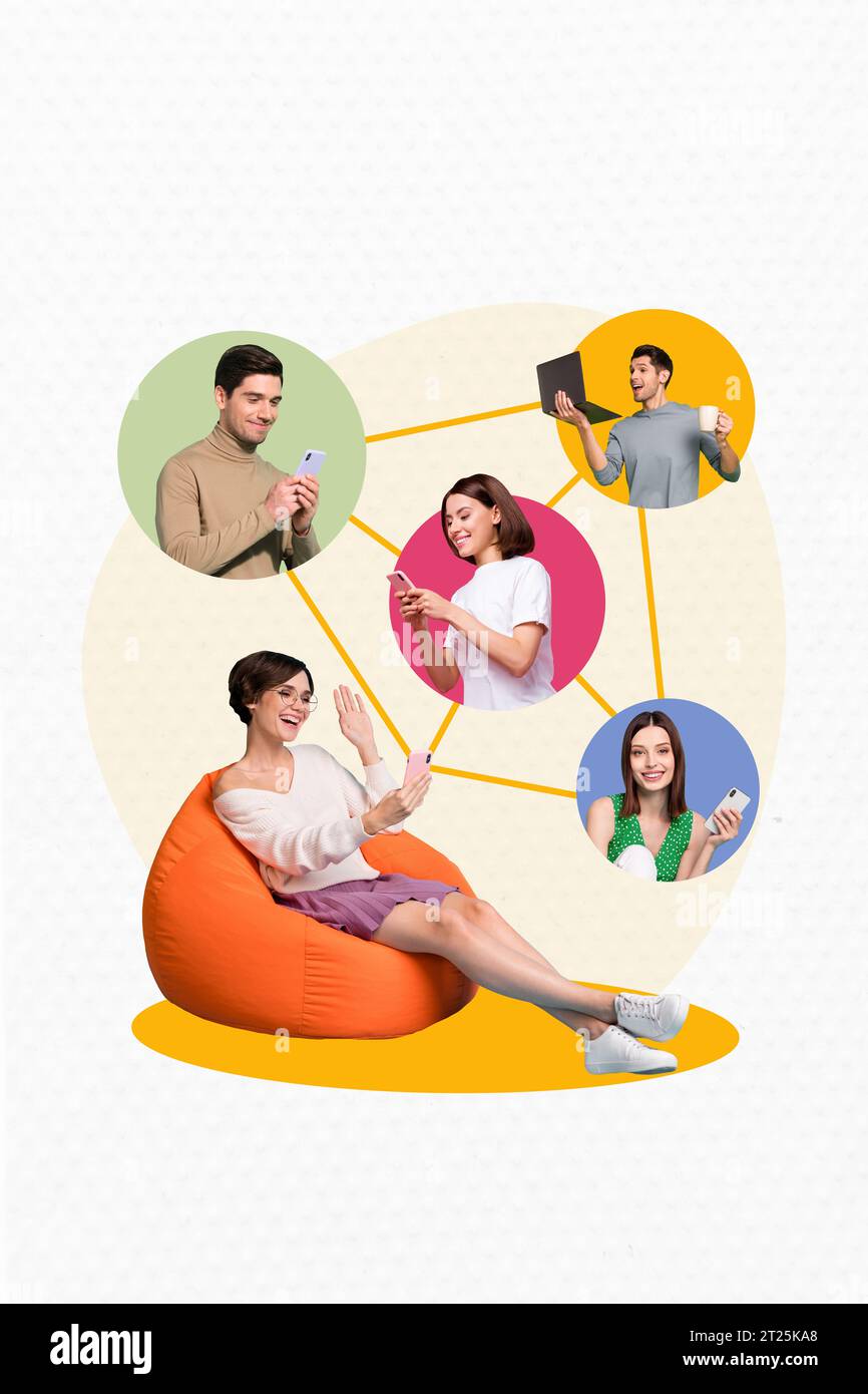Exclusive magazine picture sketch collage image of smiling people ...