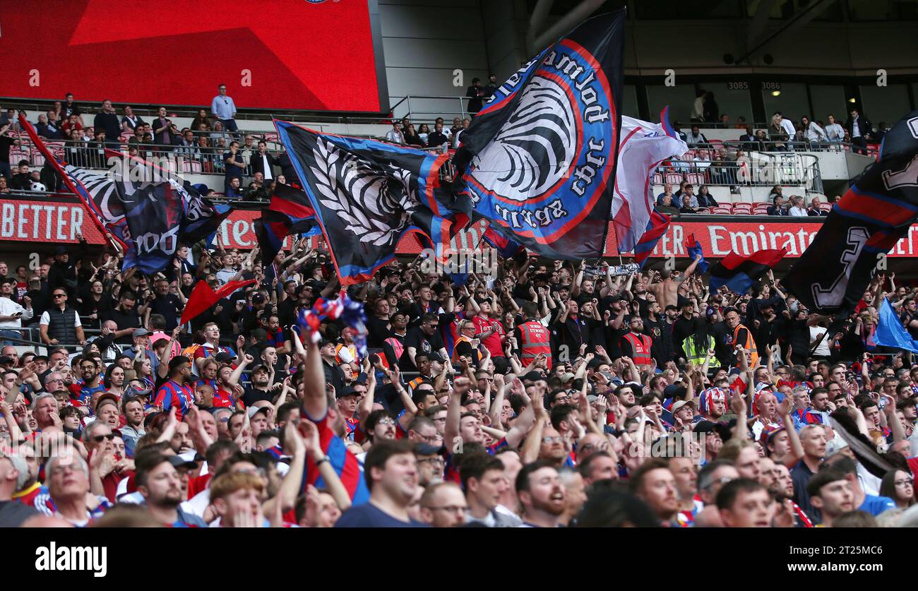 Crystal Palace fans Holmesdale fanatics cheering on there team against ...