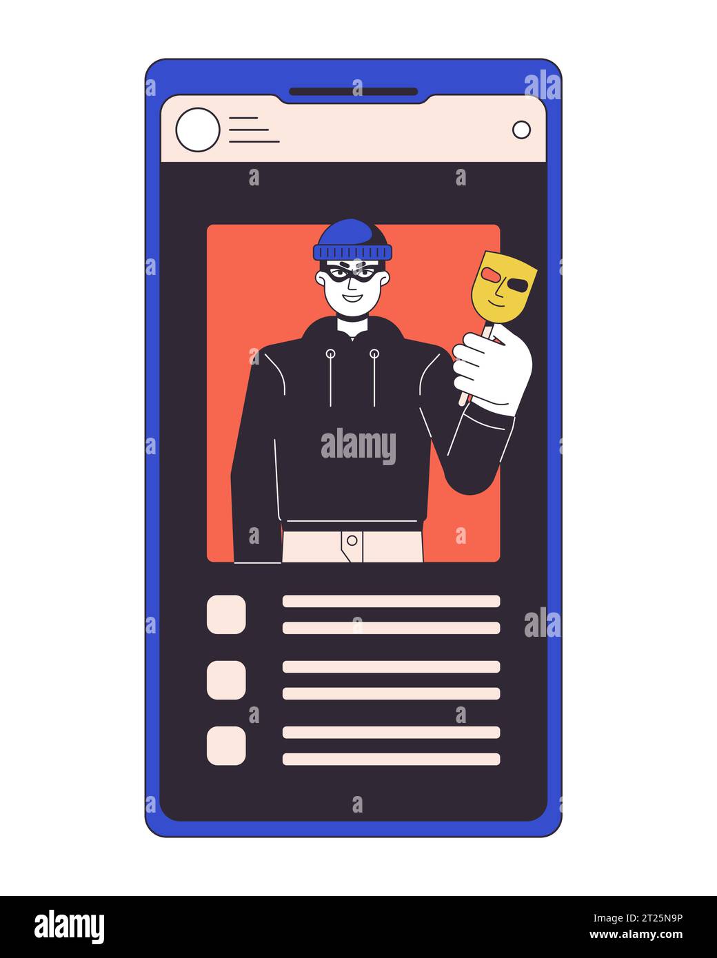 Theft identity flat line concept vector spot illustration Stock Vector ...