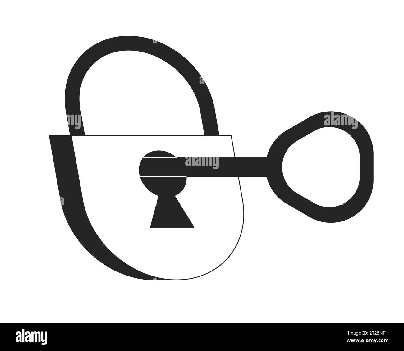 Key in padlock flat monochrome isolated vector object Stock Vector ...