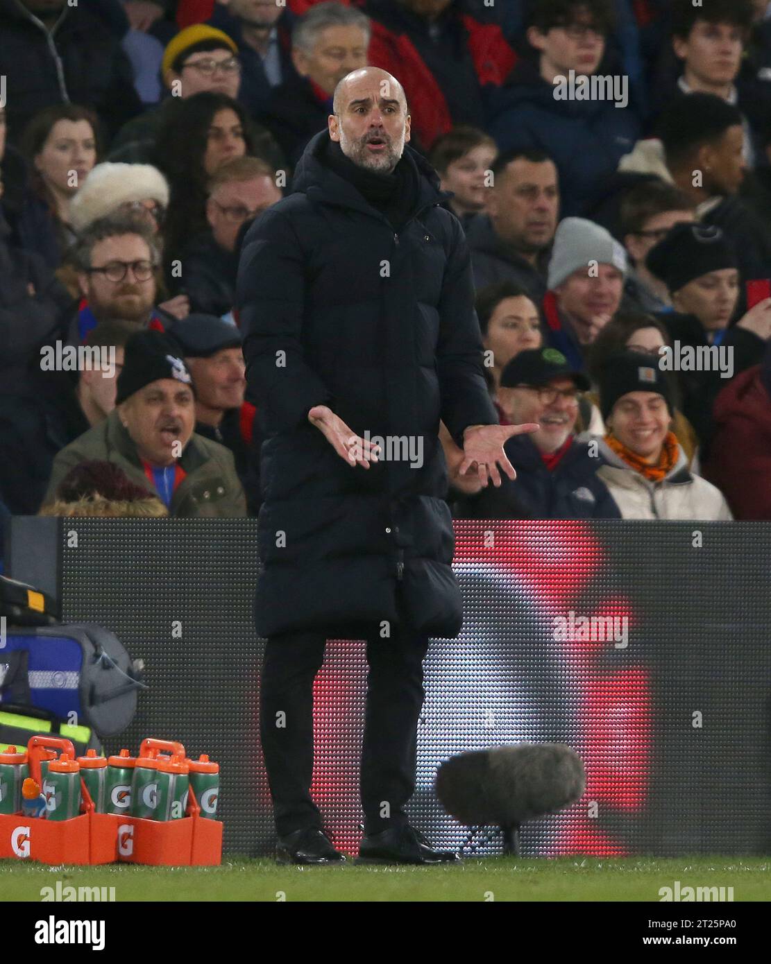 Josep Guardiola Manager of Manchester City looks frustrated and annoyed ...