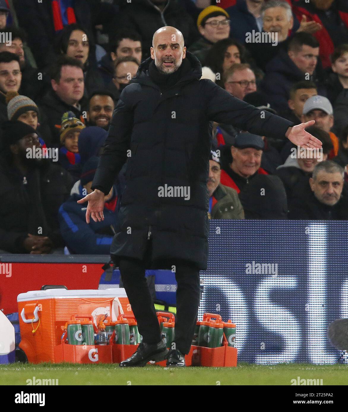 Josep Guardiola Manager of Manchester City looks frustrated and annoyed ...