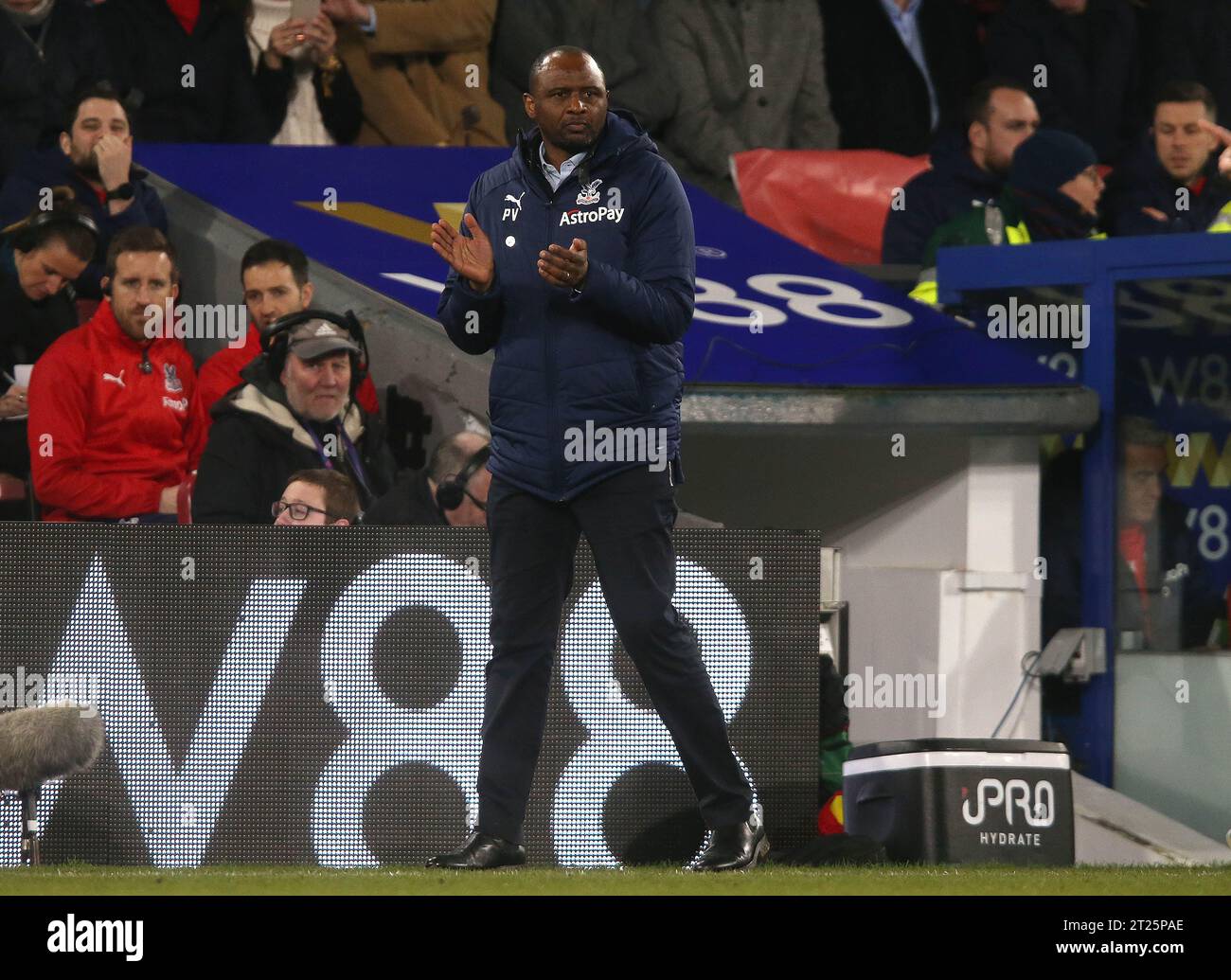 Patrick Vieria Manager of Crystal Palace applauds his players against ...