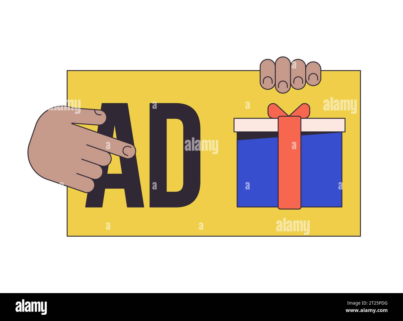 Click on advertising flat line concept vector spot illustration Stock ...