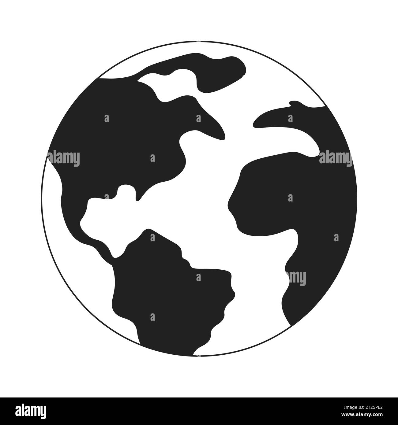 Globe world black and white 2D cartoon object Stock Vector Image & Art ...