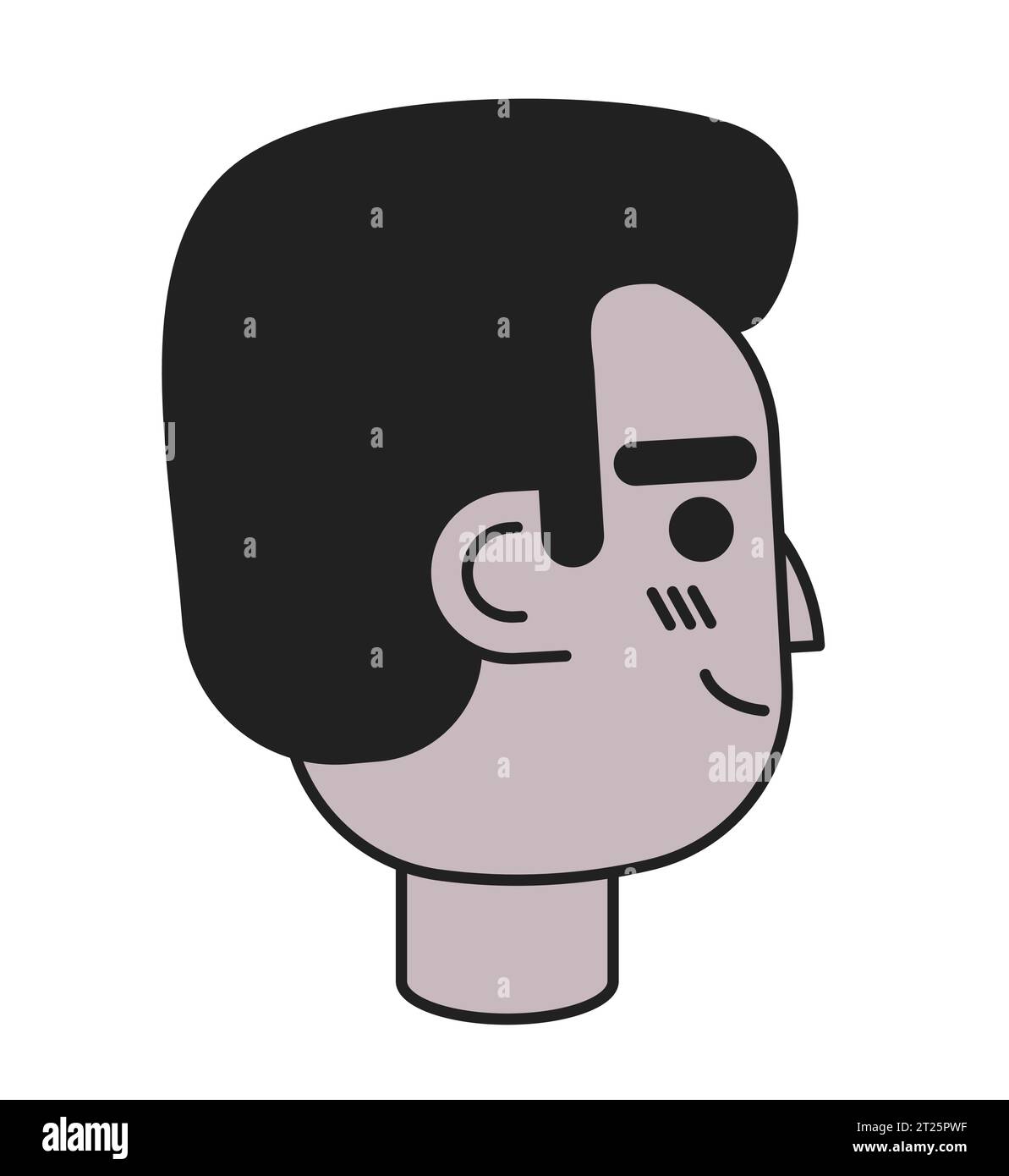 African American Happy Guy Side View Black And White 2d Vector Avatar
