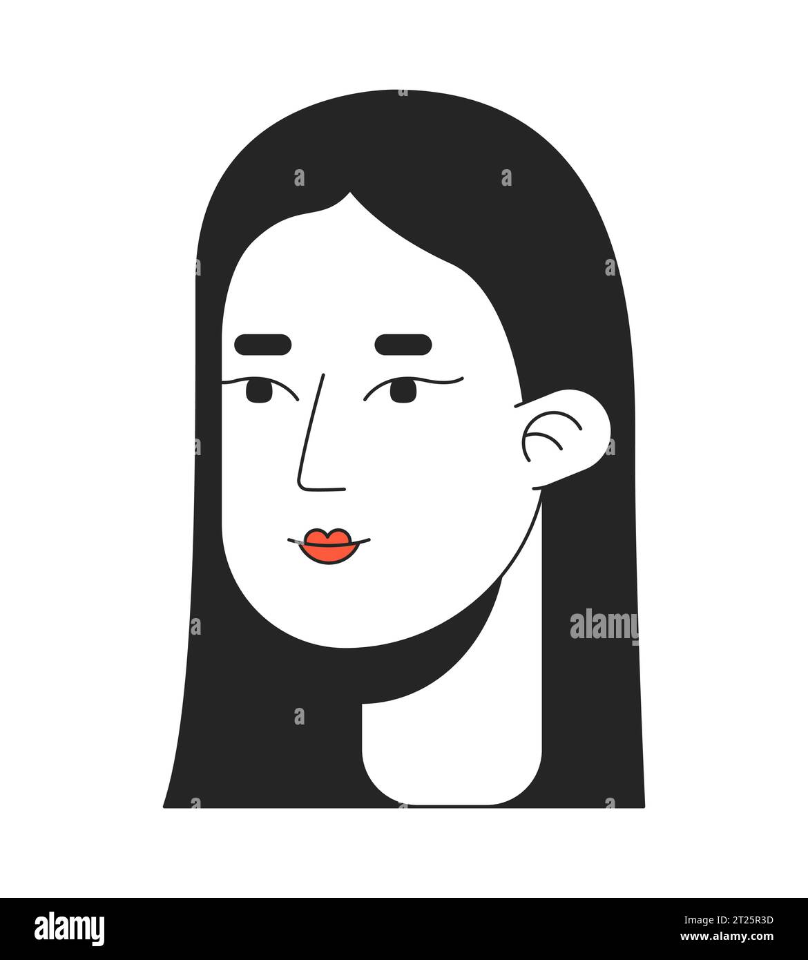 Asian Long Straight Haired Woman 2d Linear Cartoon Character Head Stock Vector Image And Art Alamy 