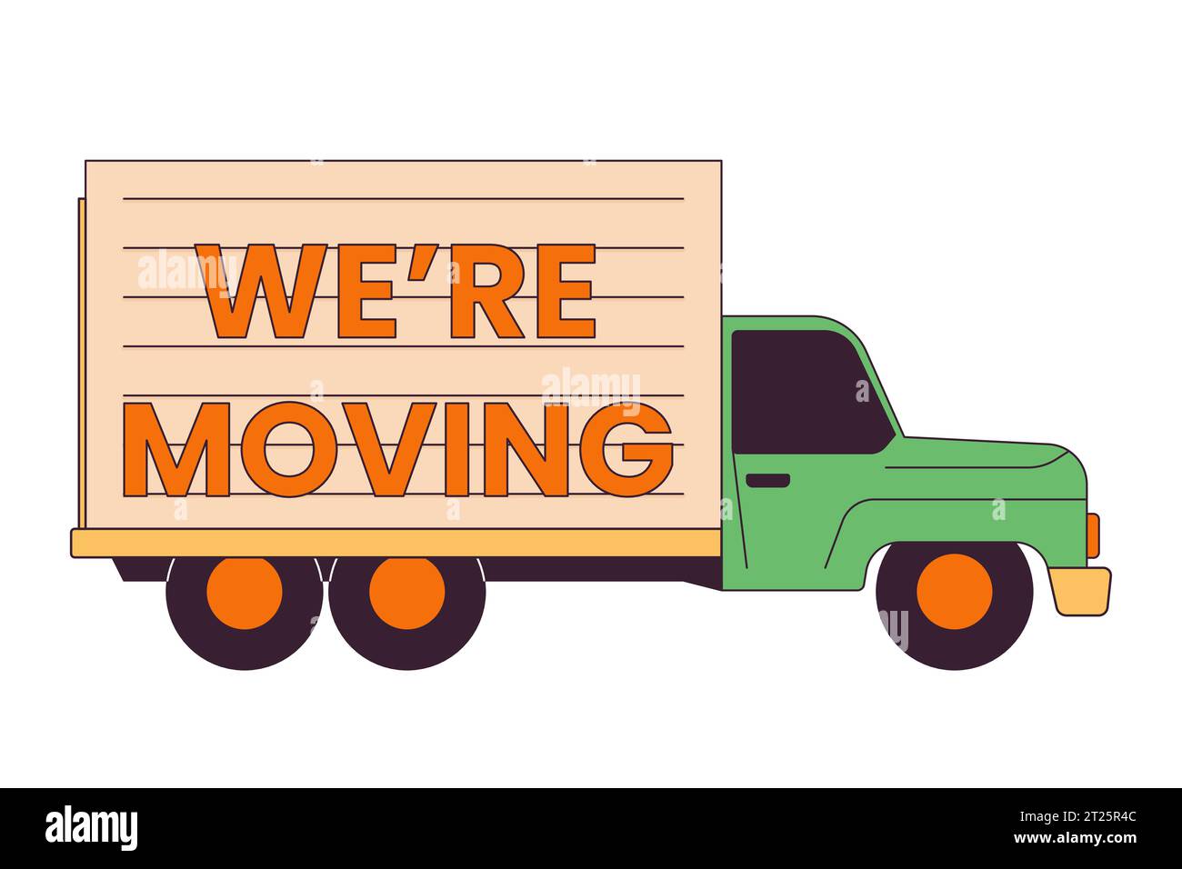 Moving truck line cartoon flat illustration Stock Vector Image & Art ...