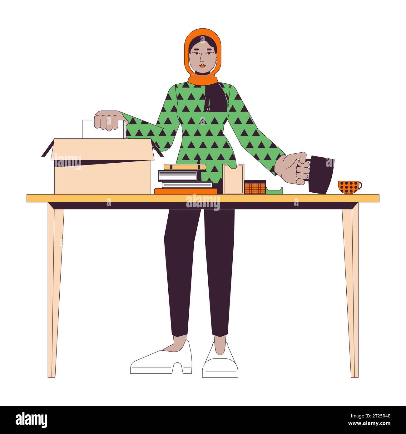 Packing box personal belongings line cartoon flat illustration Stock ...