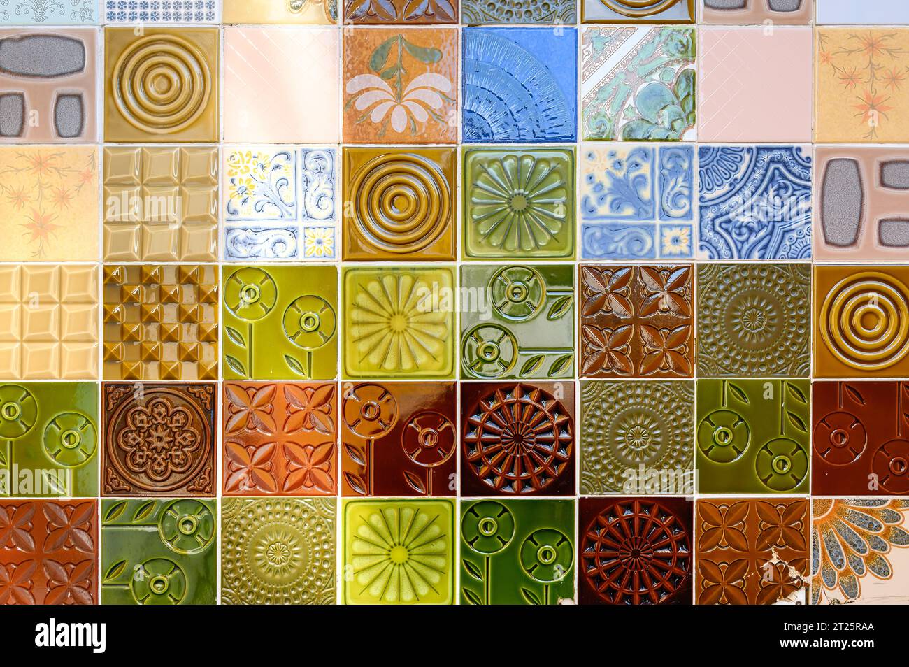Lisbon, Portugal, Diversity of colors and shapes in tiles. The various ...