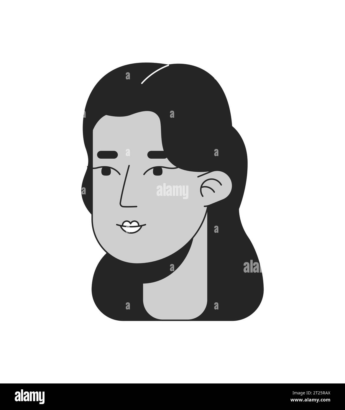 Middle eastern beautiful woman classy black and white 2D line cartoon character head Stock ...