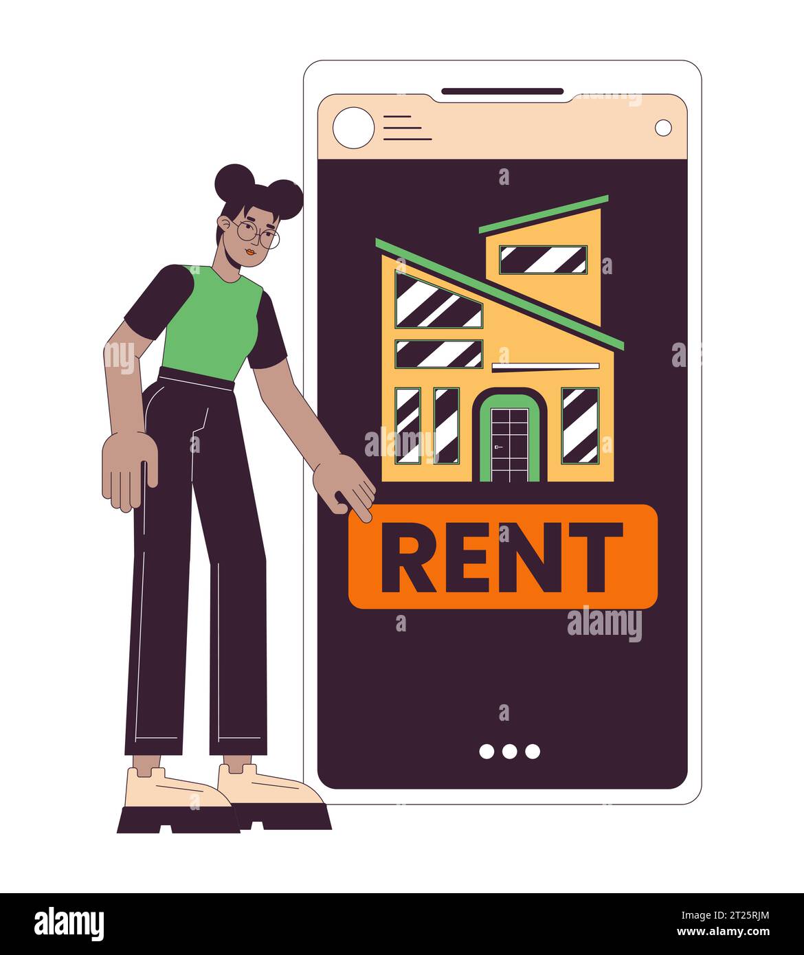 Rental app 2D linear illustration concept Stock Vector Image & Art - Alamy