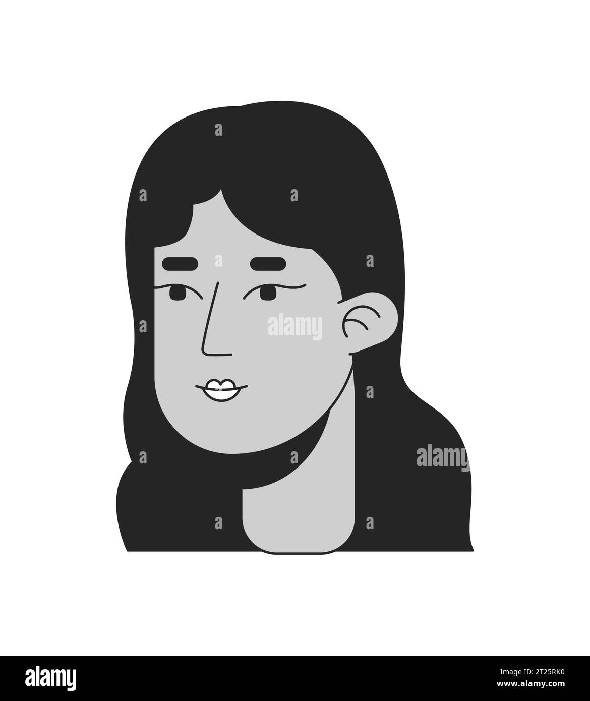 Pretty spanish young adult woman black and white 2D line cartoon character head Stock Vector ...