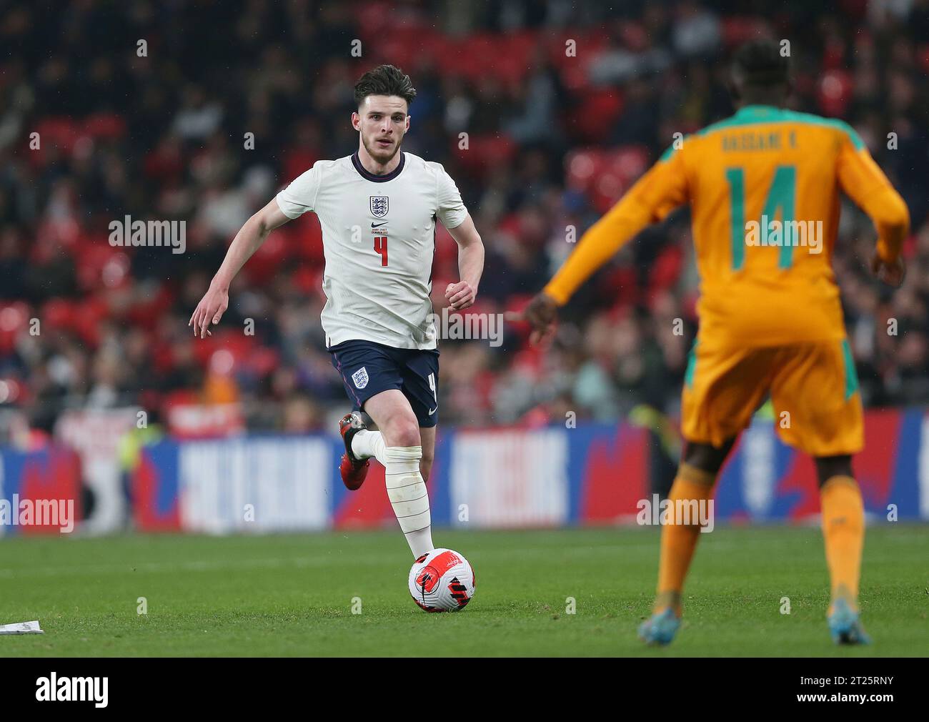 Declan Rice of England & West Ham United on the ball against Ivory ...