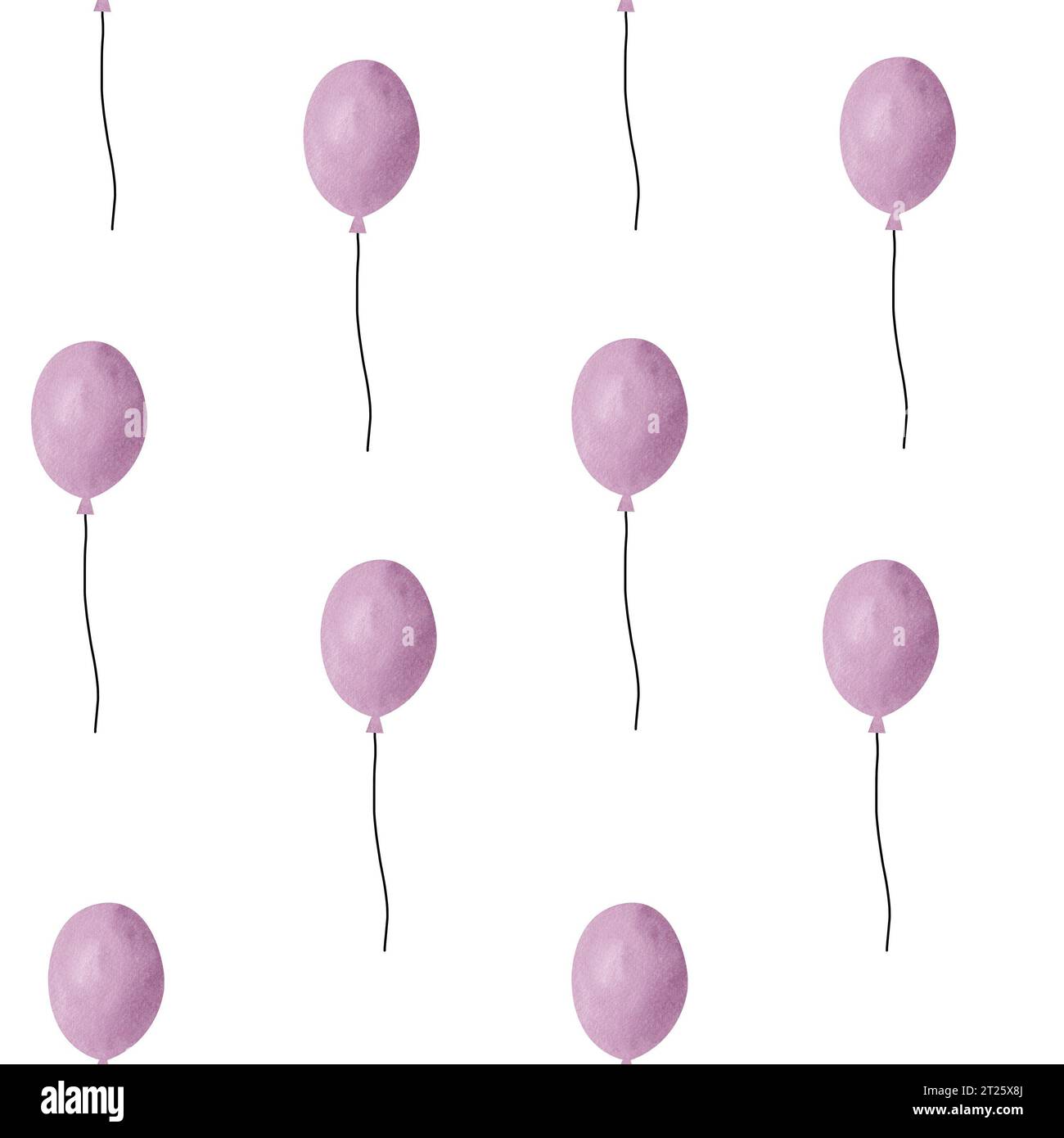 watercolor simple seamless pattern with purple ballons. Hand drawn ...