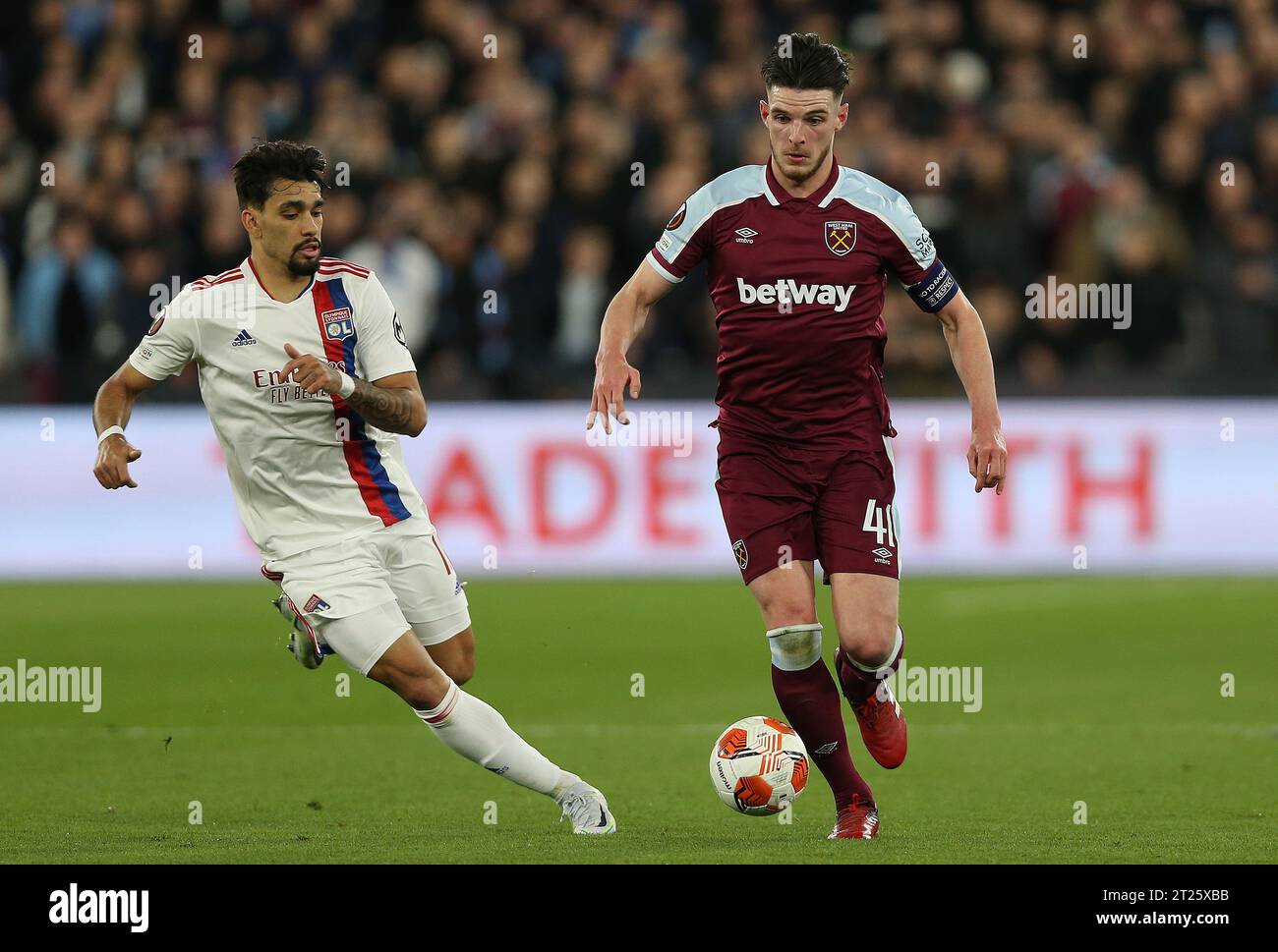Declan Rice of West Ham United on the ball against Lyon. - West Ham ...