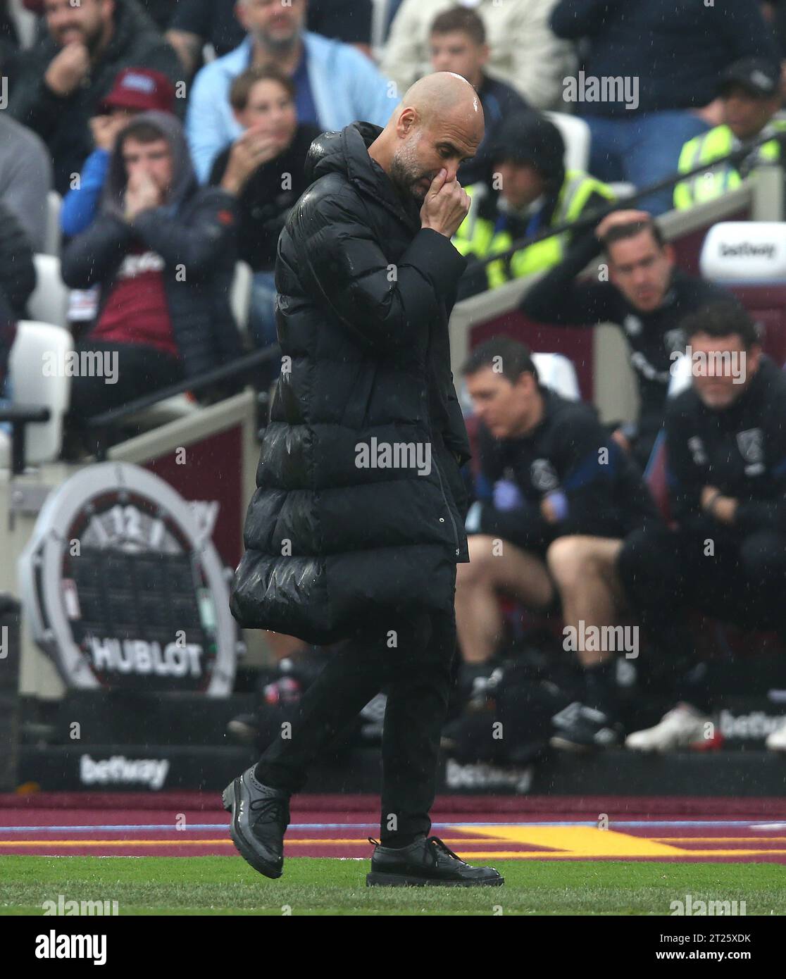 Josep Guardiola Manager of Manchester City llooks disappointed ...