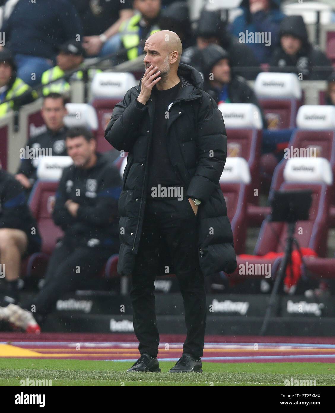 Josep Guardiola Manager of Manchester City looks disappointed ...
