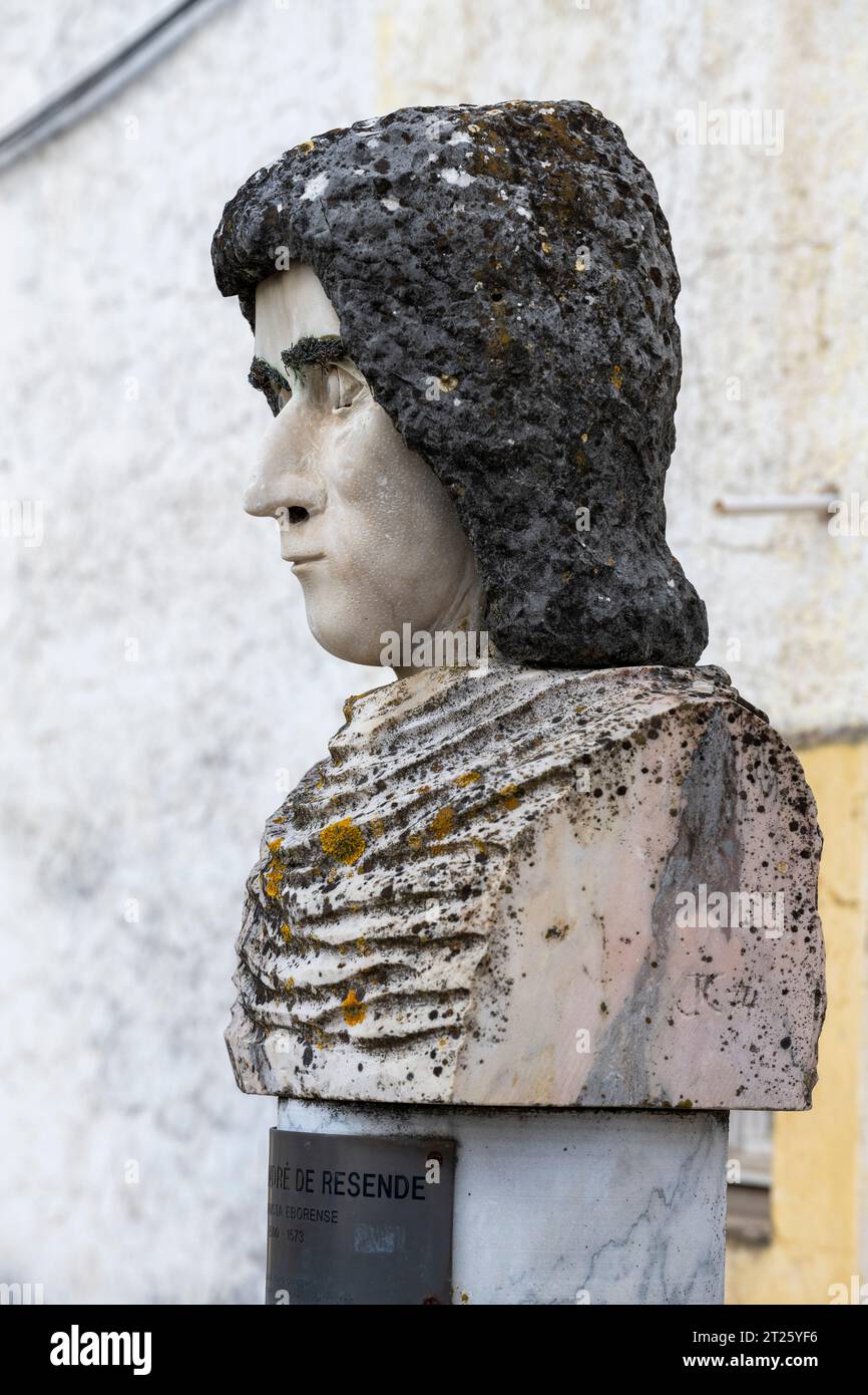 Bust of Andre de Resendre in the Old Town, Evora, Alentejo, Portugal ...