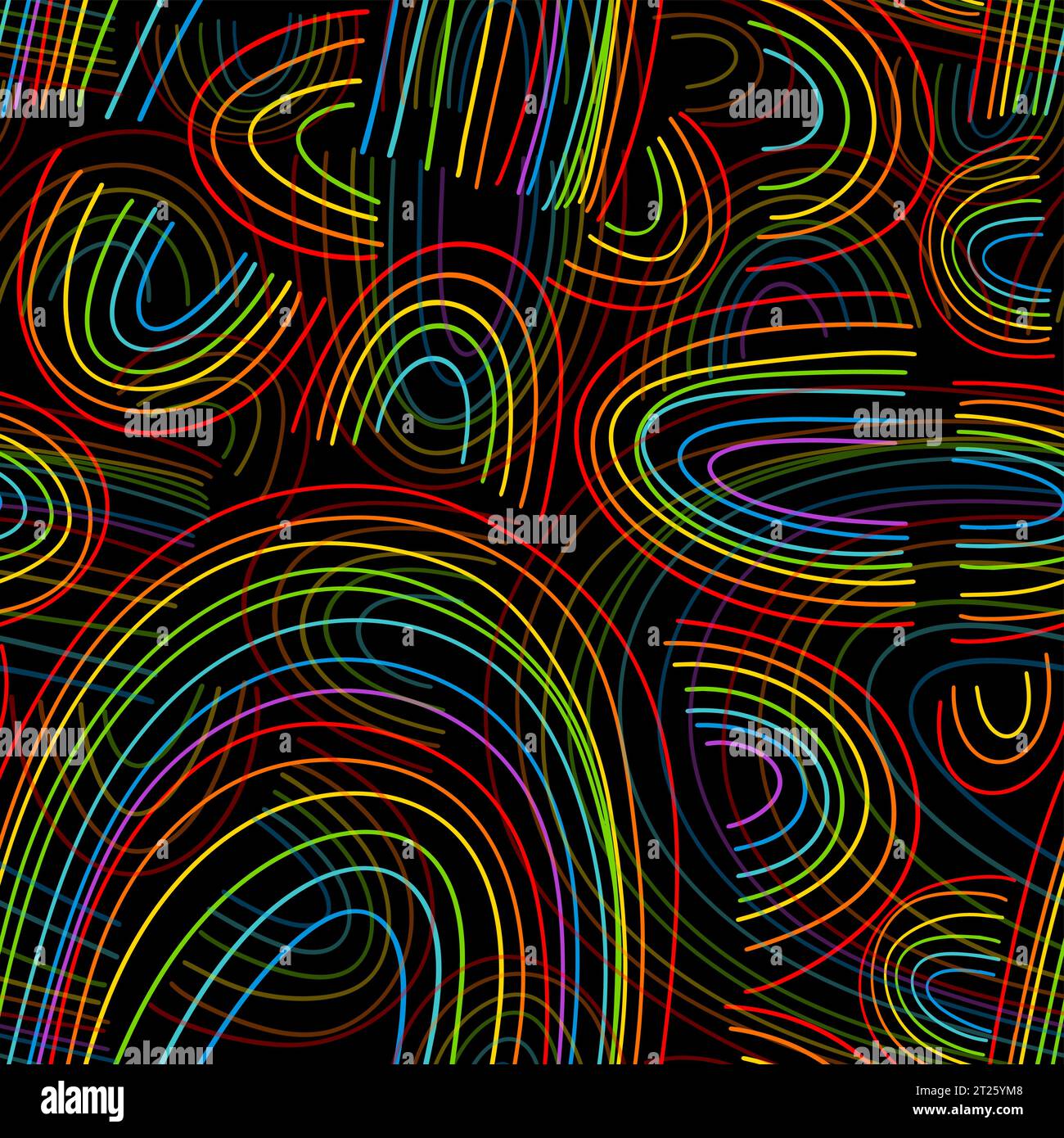 Seamless pattern simple rainbow lines on a black background. hand ...