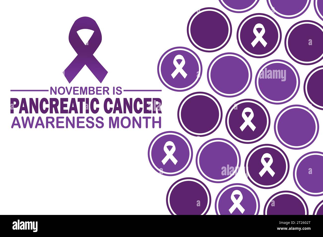 November is Pancreatic Cancer Awareness Month. Banner with purple ...