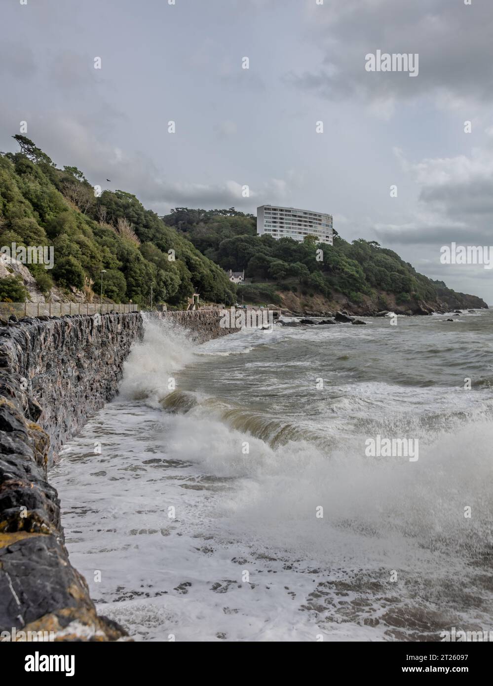 Torquay, UK. 17th Oct, 2023. Storm waves crash at Meadfoot Beach in ...