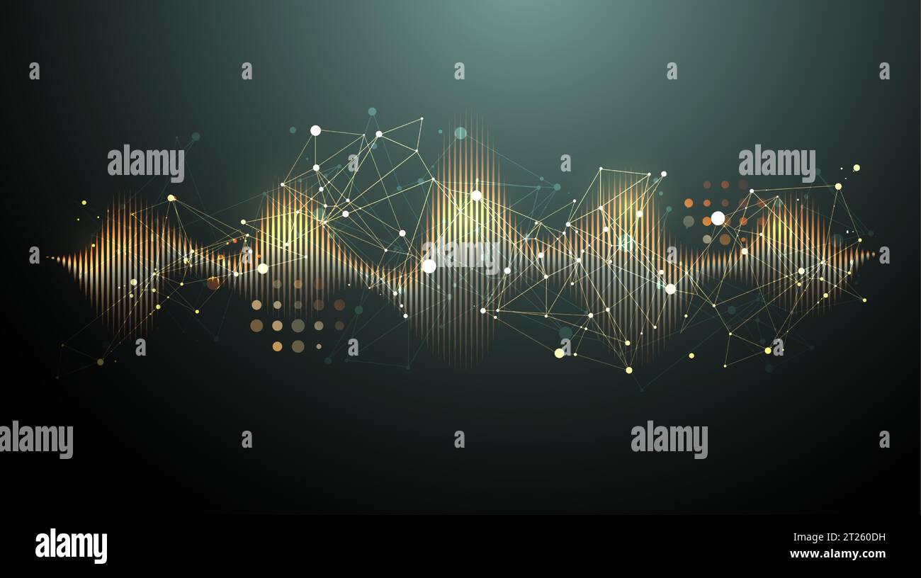 Sound wave with plexus effect. Dynamic vibration wallpaper. Frequency ...