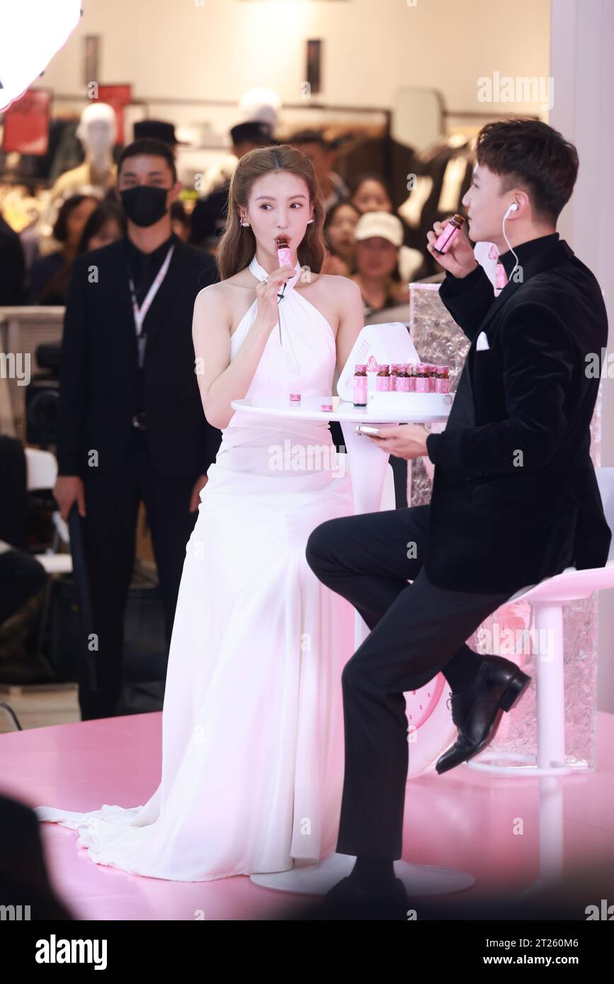 Chinese actress Gina Jin attendds an activity in Chengdu City ...