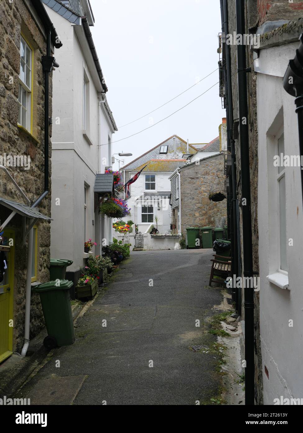 Narrow alleys in the old town of St Ives in Cornwall England Stock ...