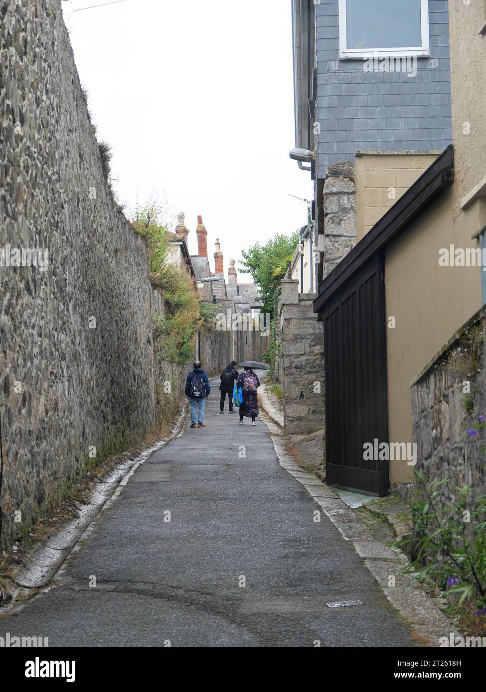 Narrow alleys in the old town of St Ives in Cornwall England Stock ...