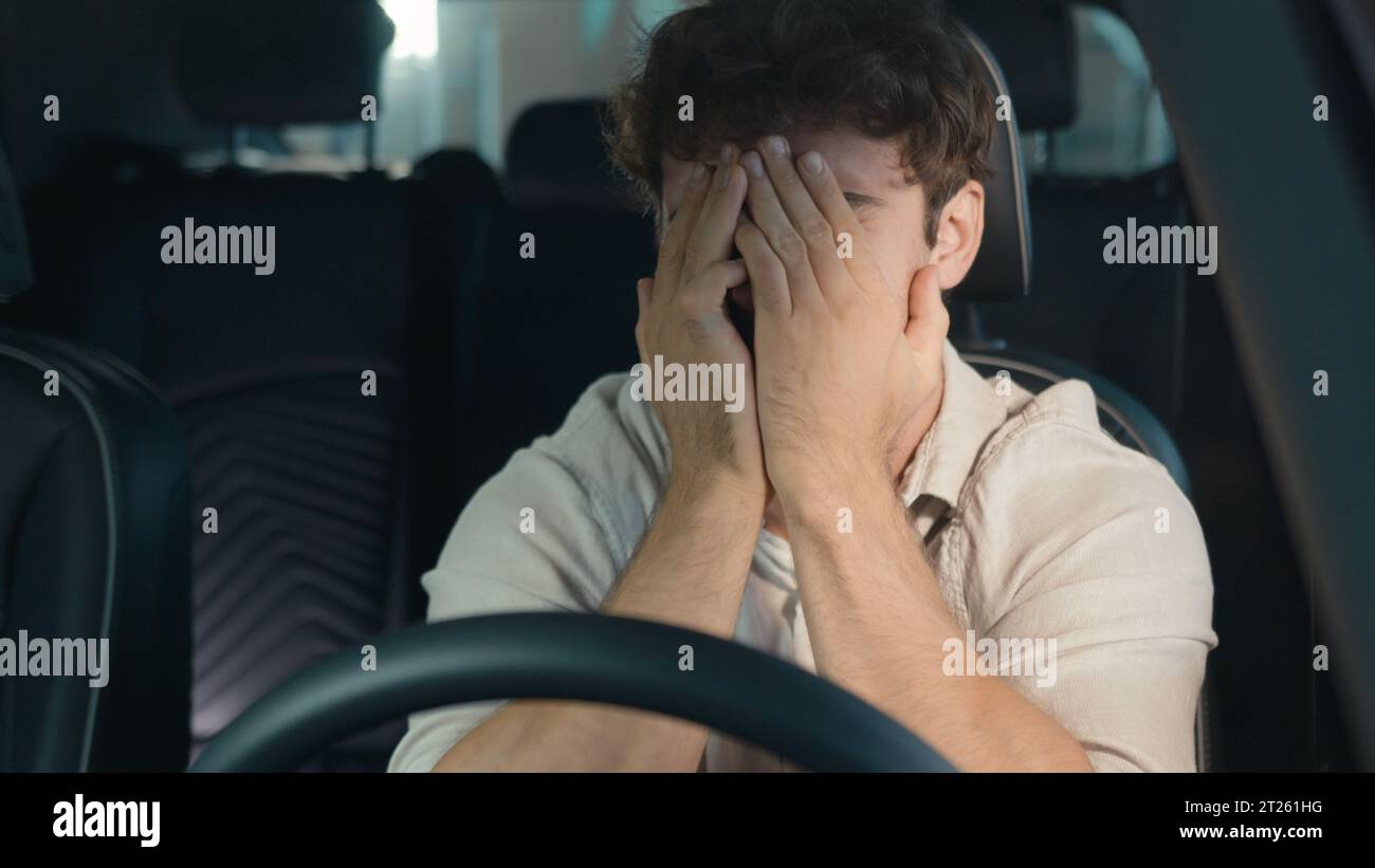 Depressed Caucasian businessman suffering angry business failure lost ...