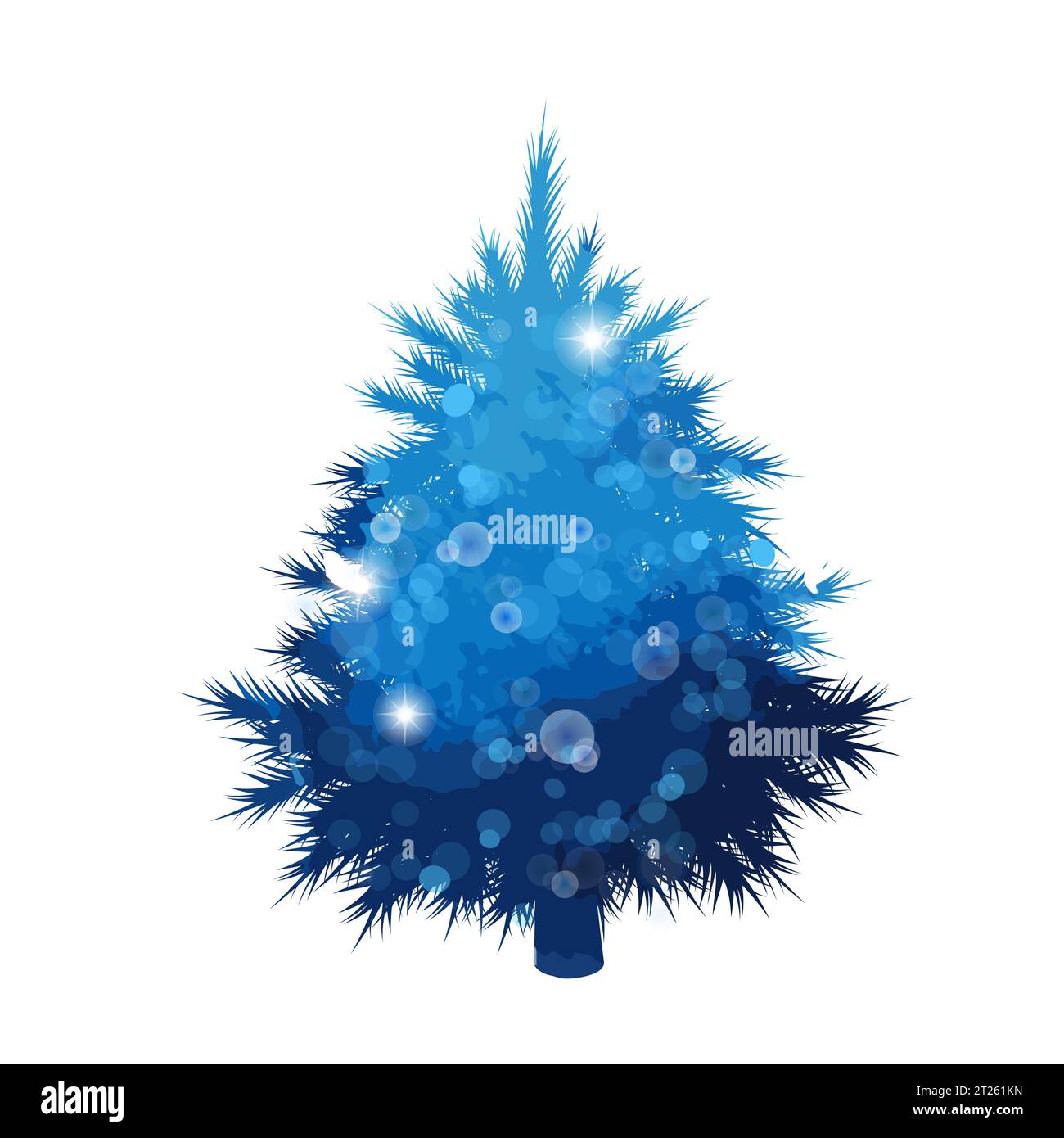 Christmas card with Magic Tree blue color. hand drawing. Not AI ...