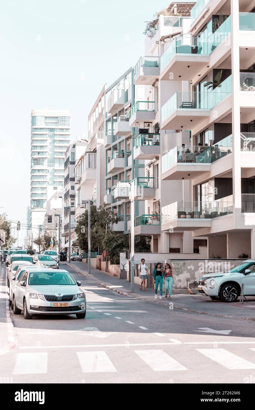 Tel Aviv, Israel - October 12, 2023 - Street view from the central districts of Tel Aviv, Israel ...