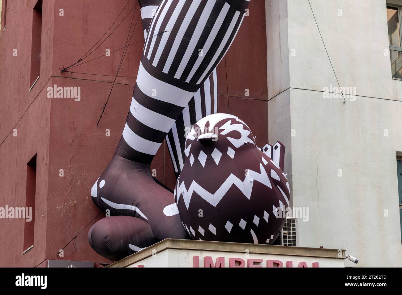 Tel Aviv, Israel - October 12, 2023 - Inflatable statue installed on ...