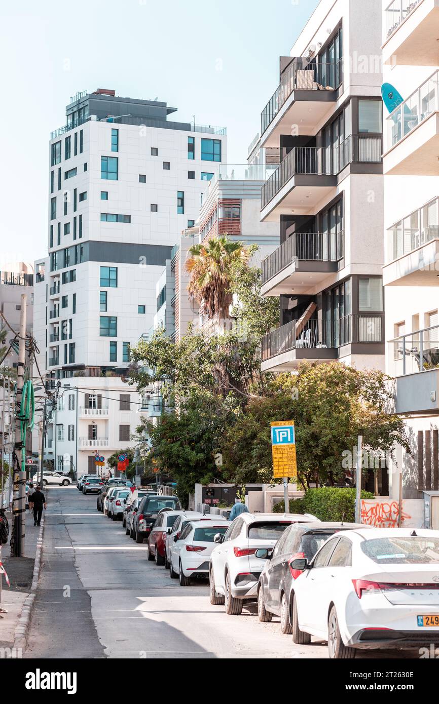 Tel Aviv, Israel - October 12, 2023 - Street view from the central districts of Tel Aviv, Israel ...