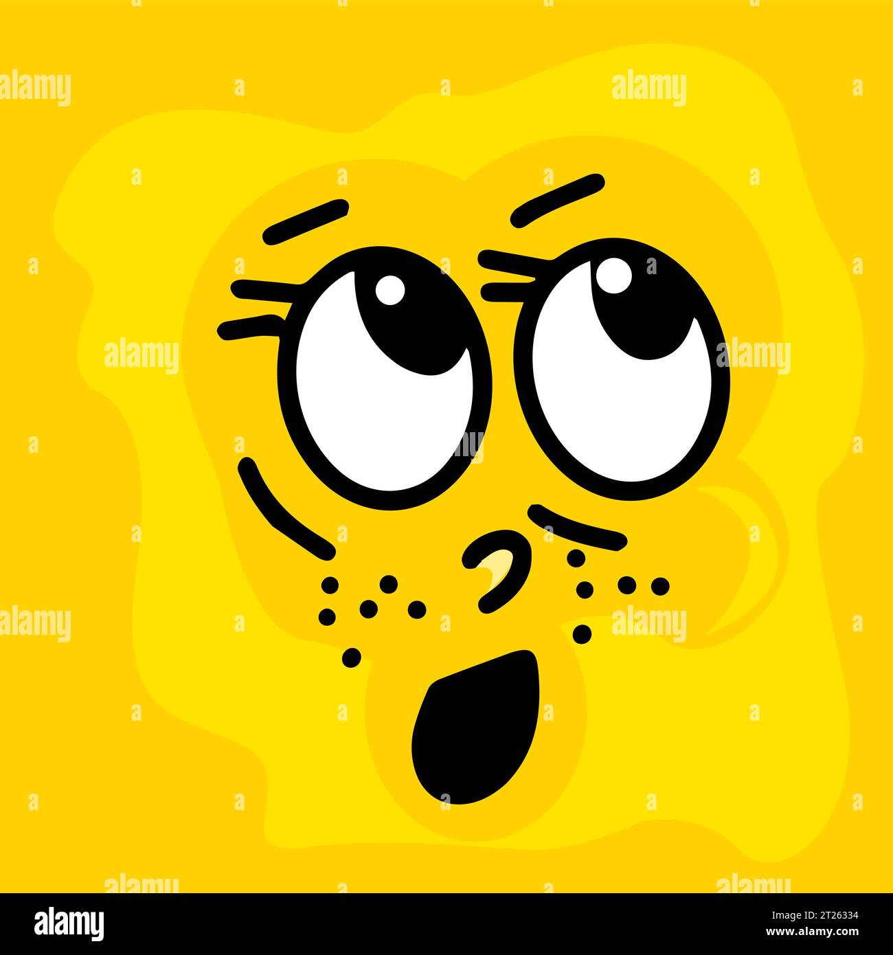 Smiley surprised face on a yellow background . hand drawing. Not AI ...