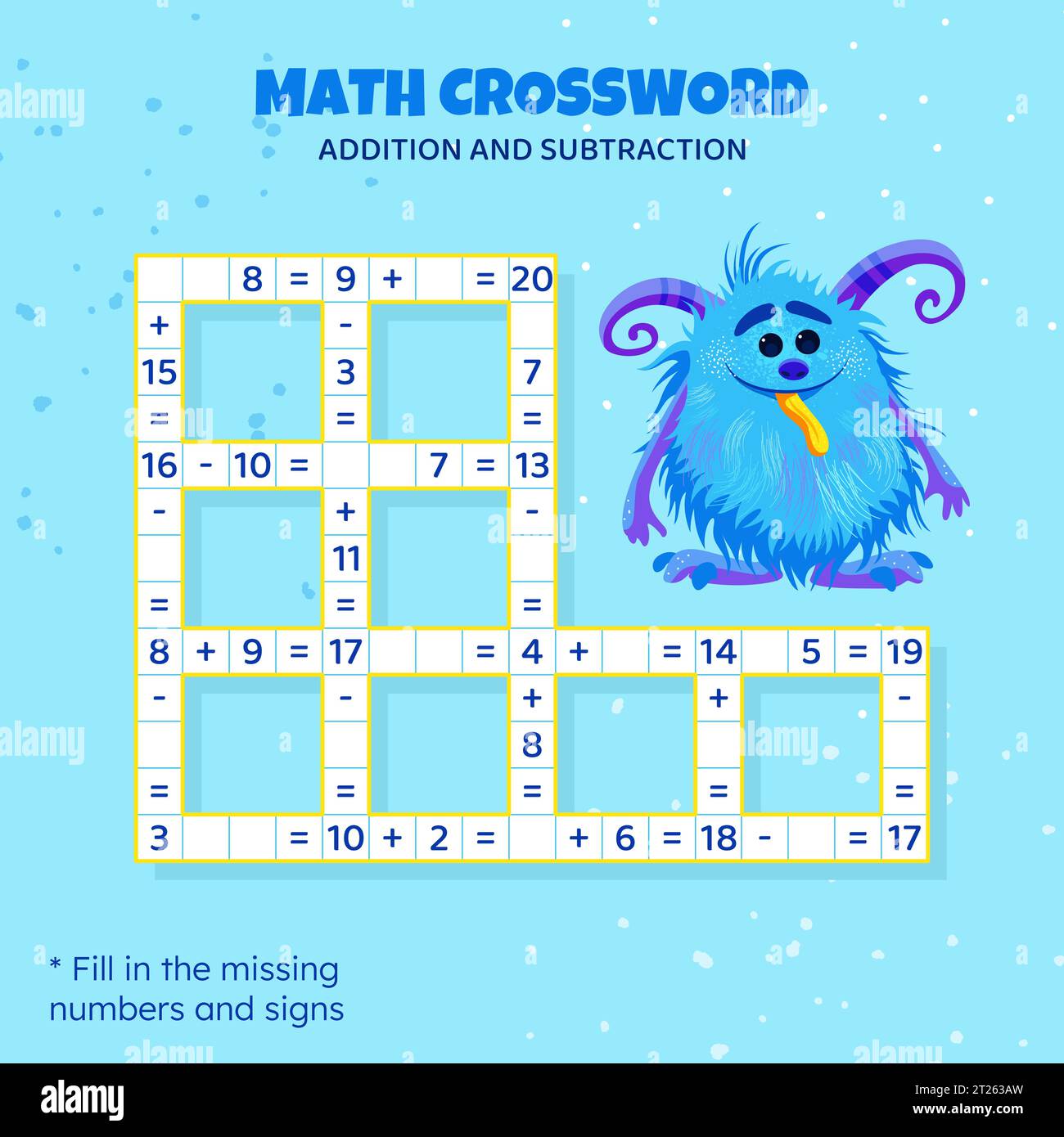 Math Crossword puzzle. Addition and subtraction Stock Vector Image ...