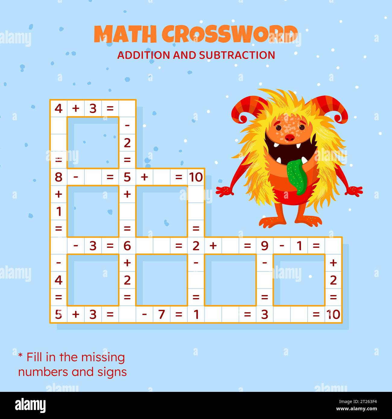 Math Crossword puzzle. Addition and subtraction Stock Vector Image ...
