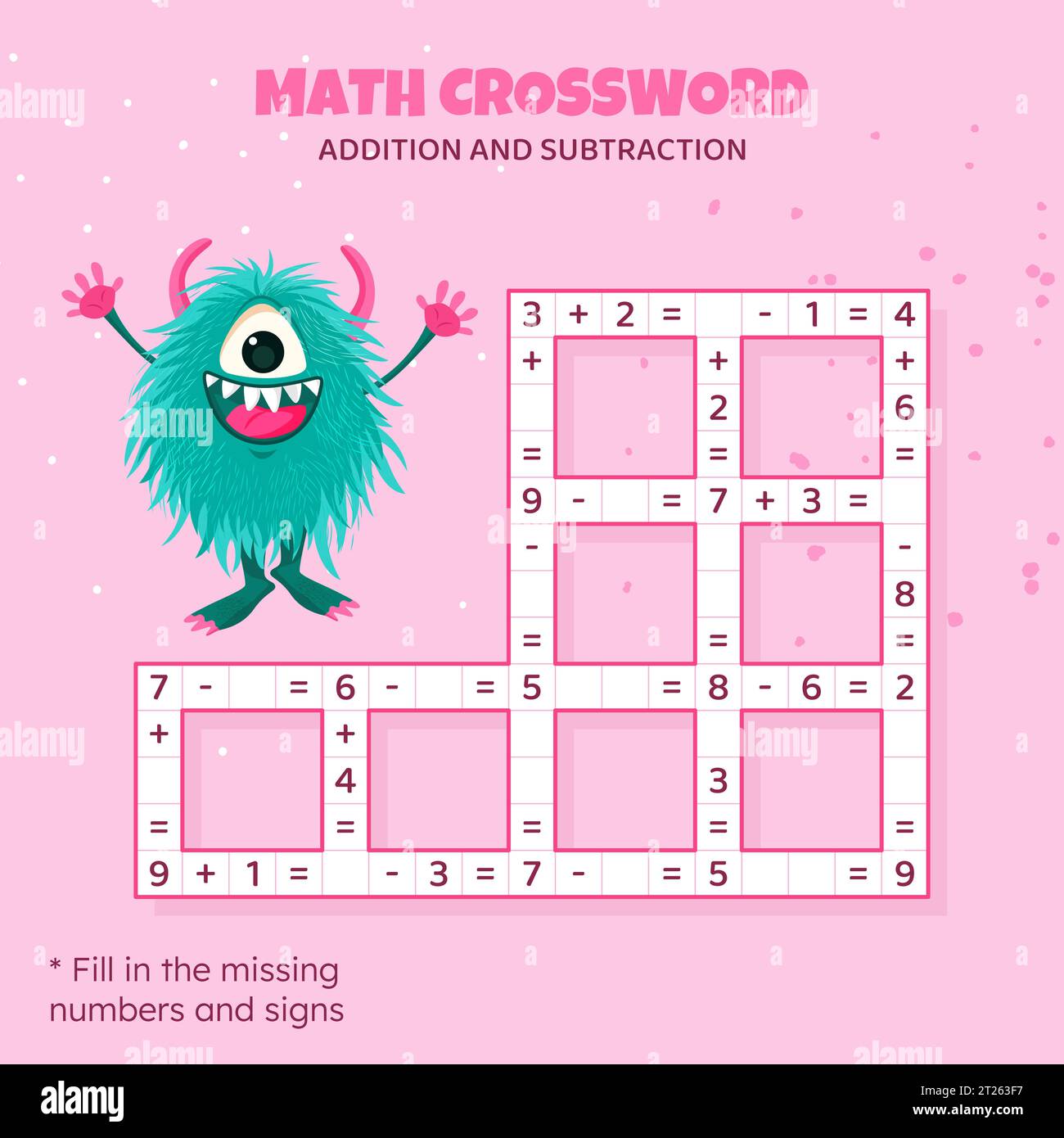 Math Crossword puzzle. Addition and subtraction Stock Vector Image ...