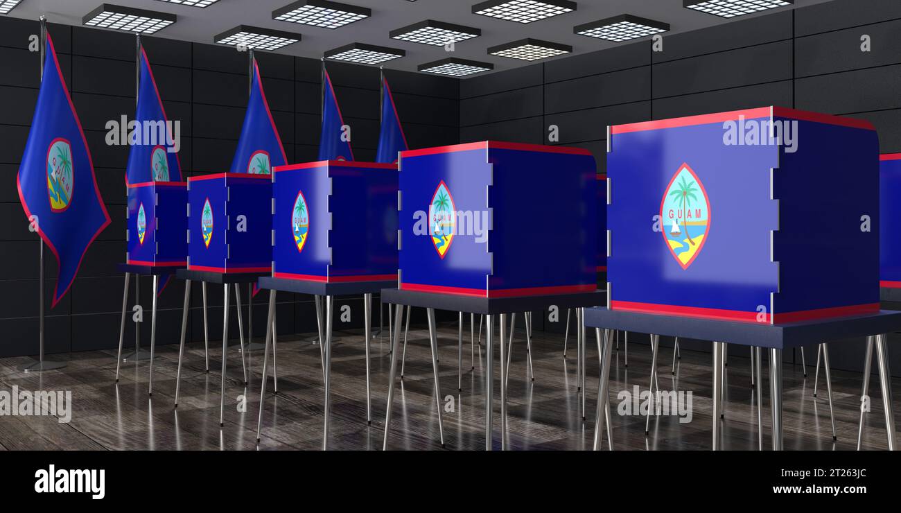 Guam - voting booths and national flags in polling station - election ...