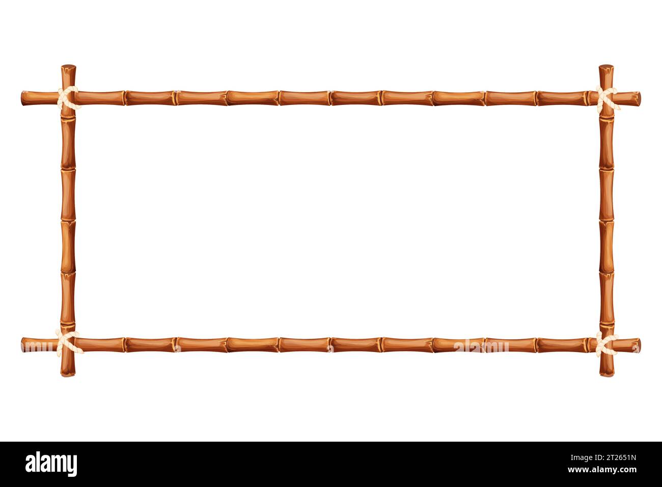 Bamboo frame from sticks and rope in cartoon style, border isolated on ...